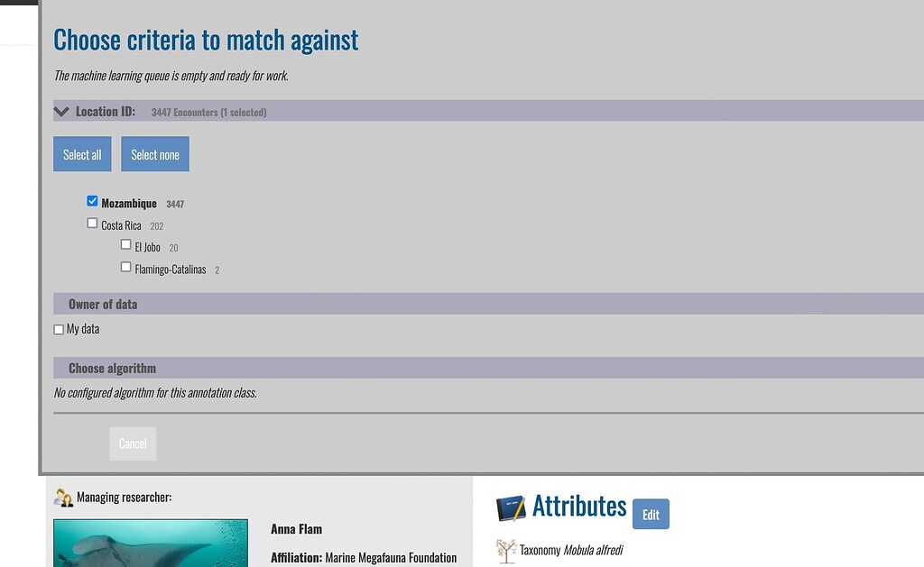 No configured algorithm for annotation class - Bug Reports - Wild Me Community Forums