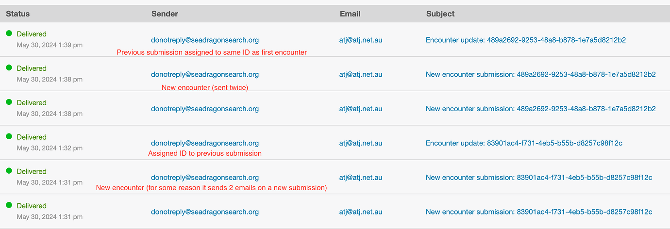 No automated submission emails - Support - Wild Me Community Forums