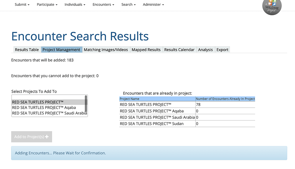 Adding Encounters to Project - Bug Reports - Wild Me Community Forums